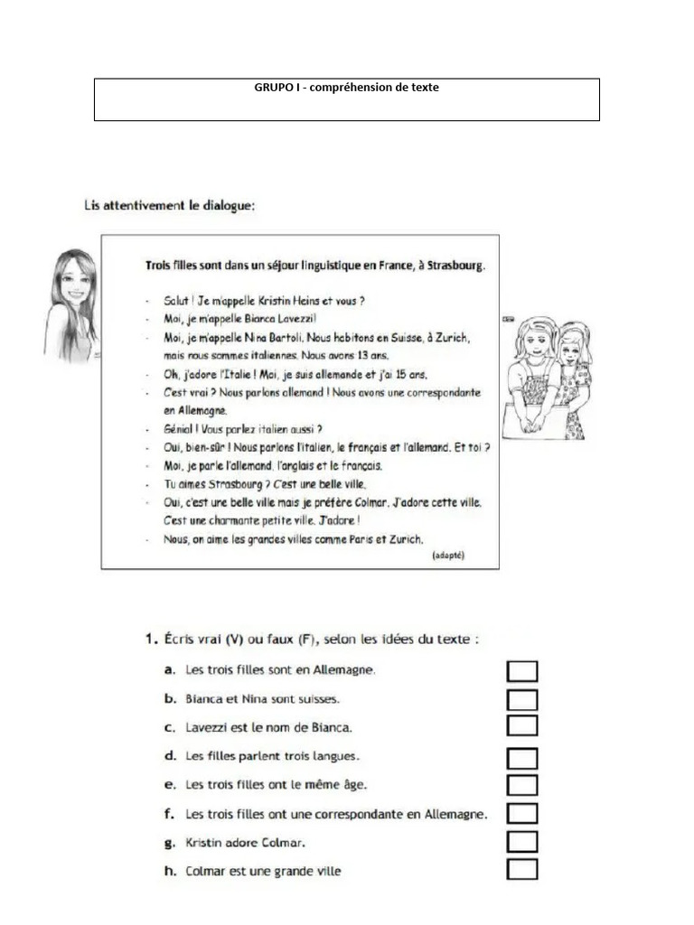 Francês 7 Ano - 1 TESTE - 7 Ano Iniciação | PDF