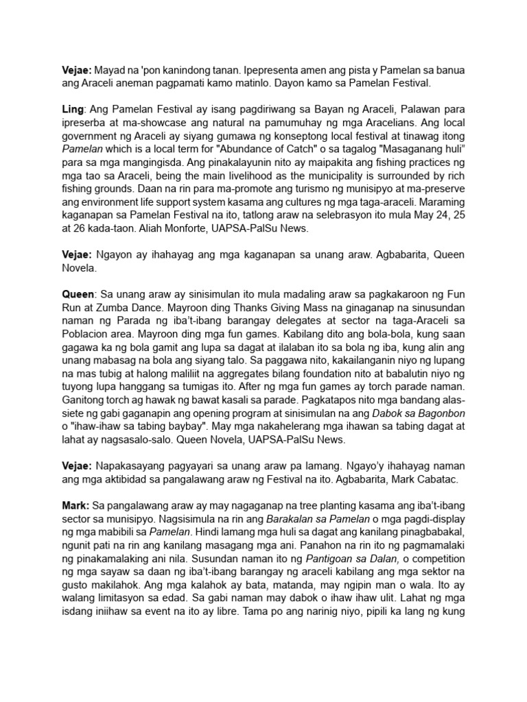 Pamelan Festival Script | PDF