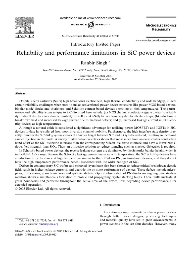 0606 MR Reliability of SiC Devices | PDF | Mosfet | Field Effect Transistor