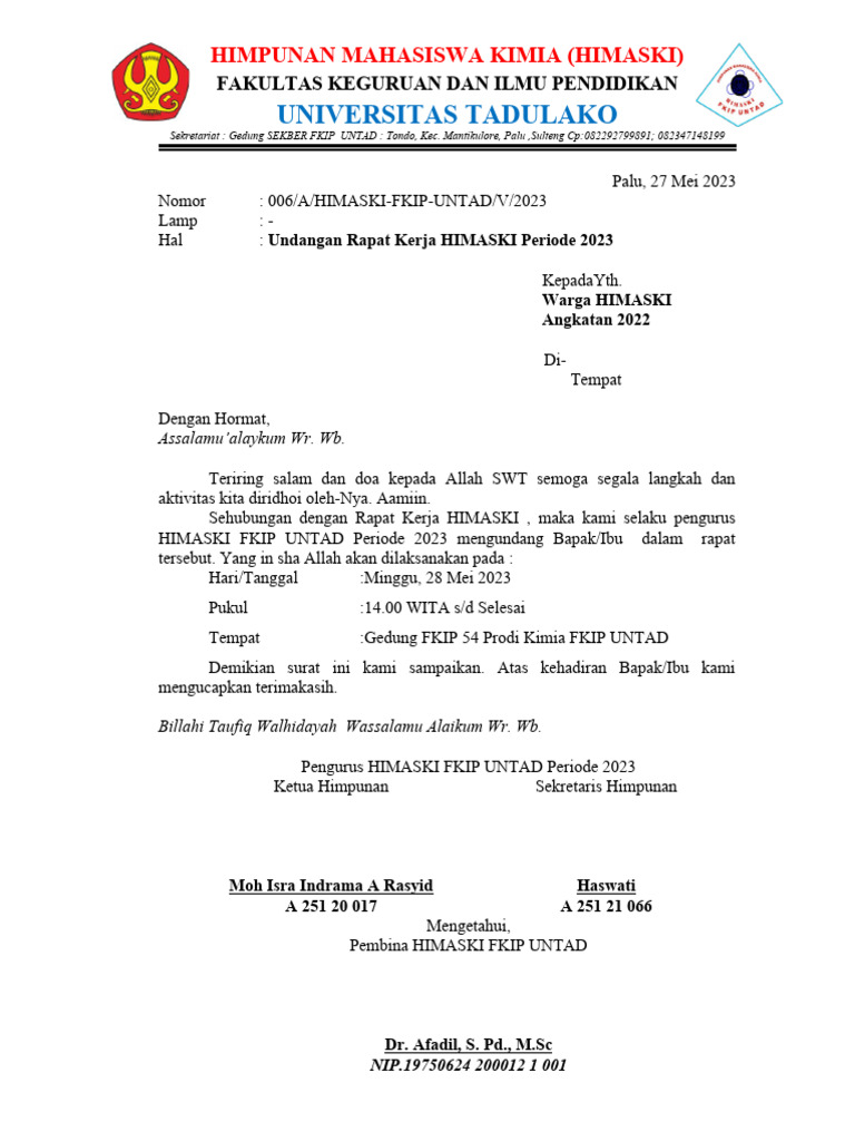 Undangan Raker 2023 (2022) | PDF