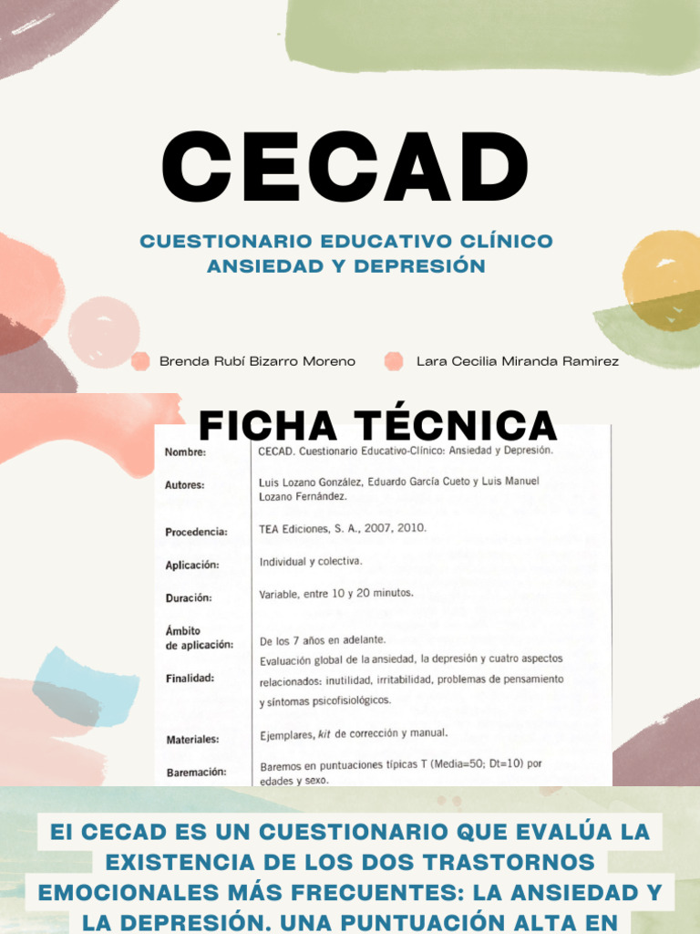 Exposición CECAD | PDF | Ansiedad | Depresión (estado de ánimo)