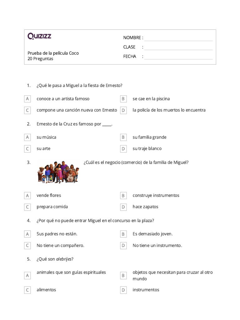 Preguntas sobre la película Coco | PDF