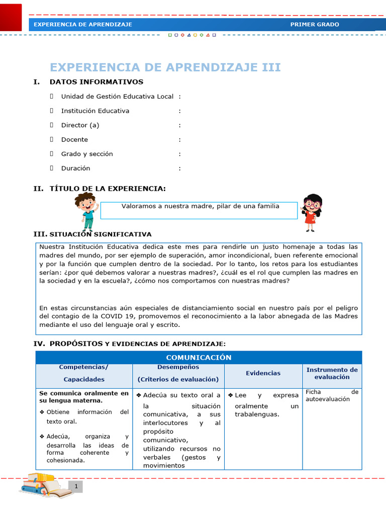 Experiencia de Aprendizaje III | PDF | Evaluación | Experiencia