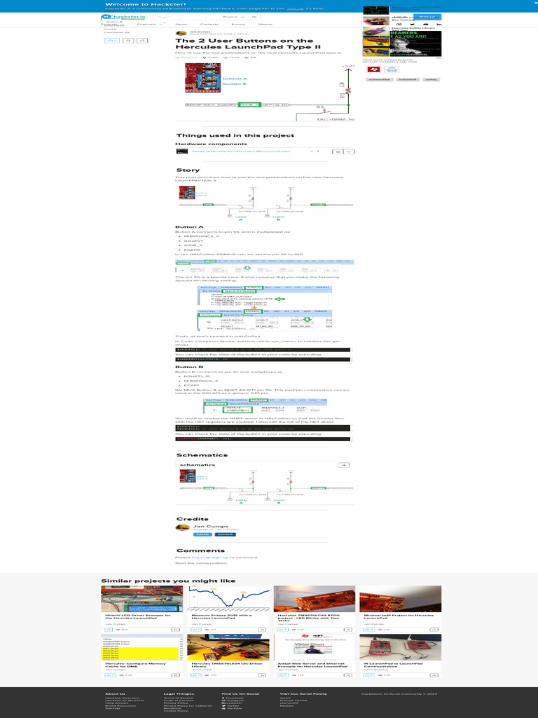 The 2 User Buttons On The Hercules LaunchPad Type II - Hackster - Io 2 | PDF | Computing ...