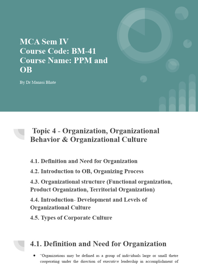 PPM OB Unit - 4 | PDF | Organizational Culture | Organizational Structure