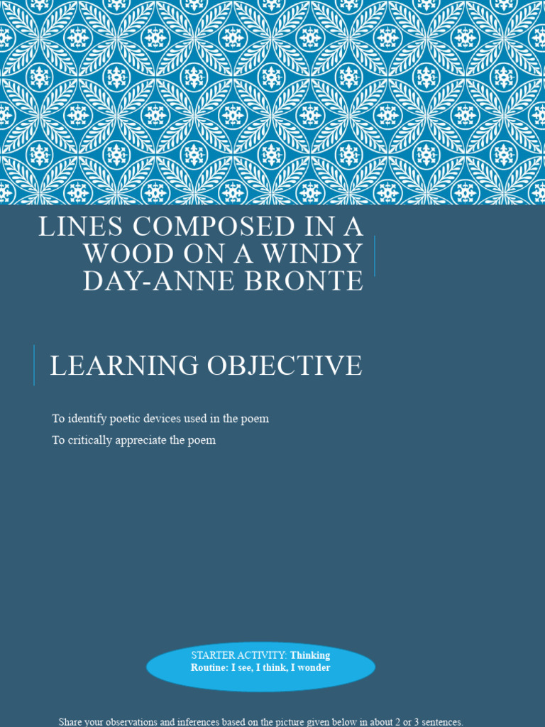 Lines Composed On A Windy Day Poem | PDF