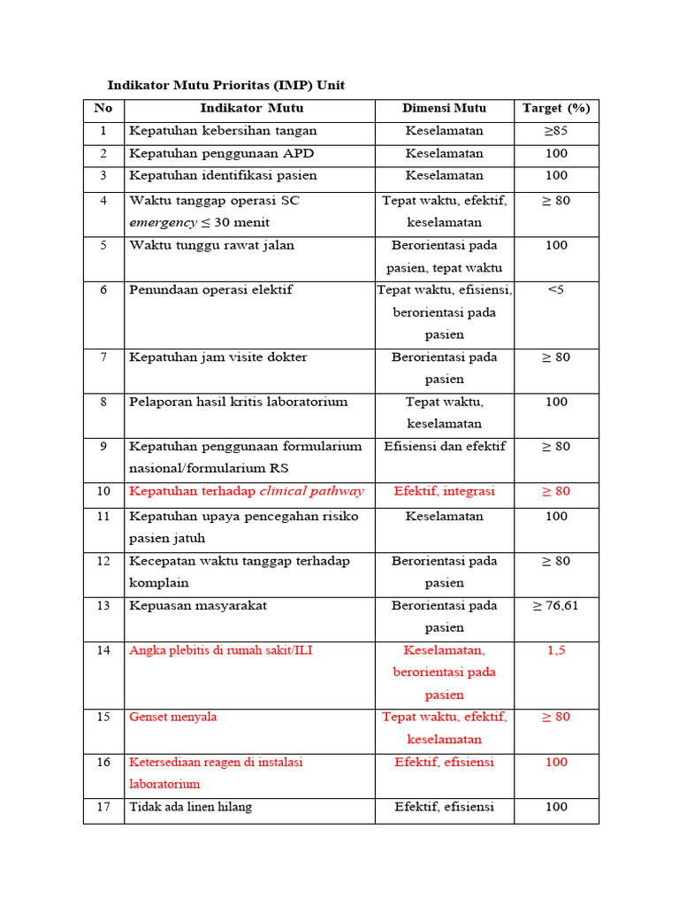 Indikator Mutu Prioritas | PDF