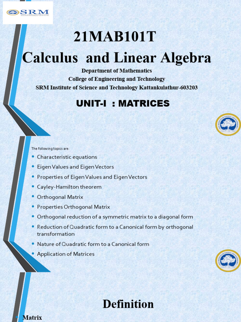 Calculus and Linear Algebra | PDF | Eigenvalues And Eigenvectors | Matrix (Mathematics)