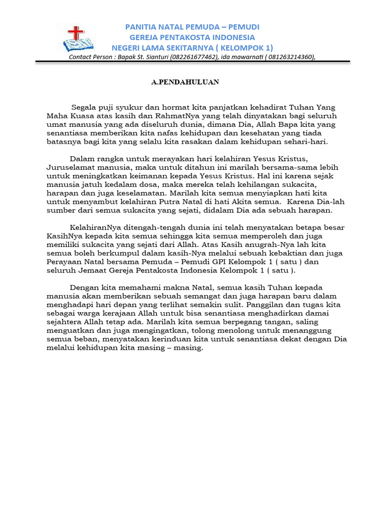 PROPOSAL NATAL PEMUDA GpI KEL 1 2023 | PDF | Kajian Bahasa Asing