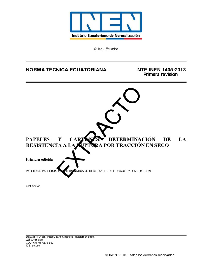 Nte Inen 1405-1 | PDF | Mecánica | Ingeniería mecánica