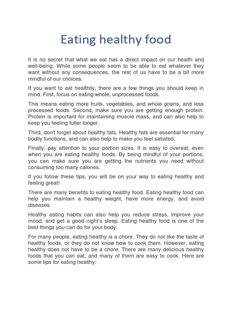 Eating Healthy Food | PDF | Healthy Diet | Foods Eating Healthy Food | PDF | Healthy Diet | Foods