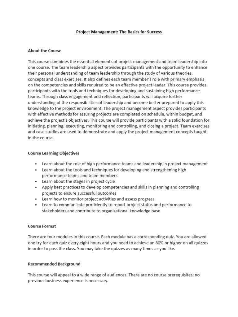 Project Management - Foundational Project Management Elements | PDF | Project Management ...