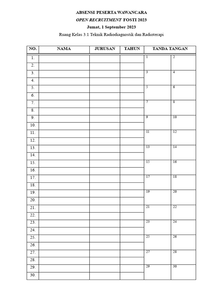 Absensi Peserta Wawancara | PDF