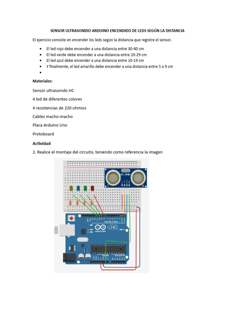 5-Sensor Ultrasonido y Encendido de Leds | PDF | Diodo emisor de luz | Electricidad
