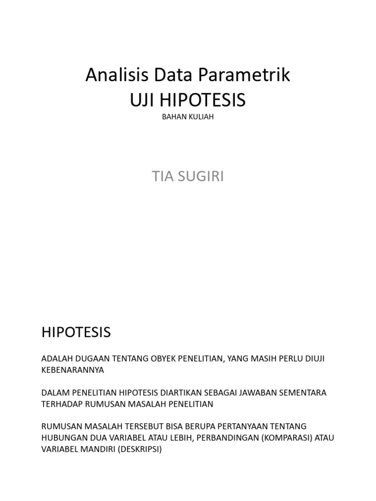 Kuliah 7 Hipotesis Deskriptif | PDF