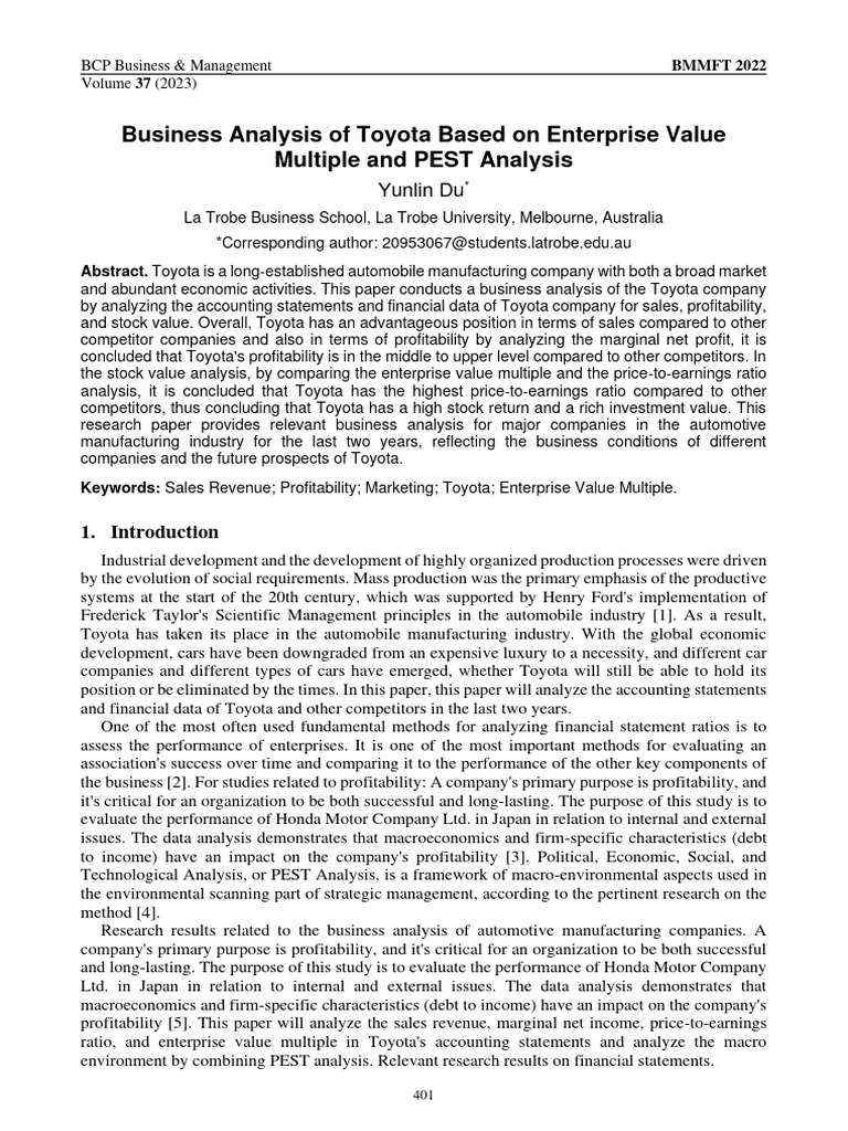 Toyota's Financial Performance Analysis | PDF | Price–Earnings Ratio ...