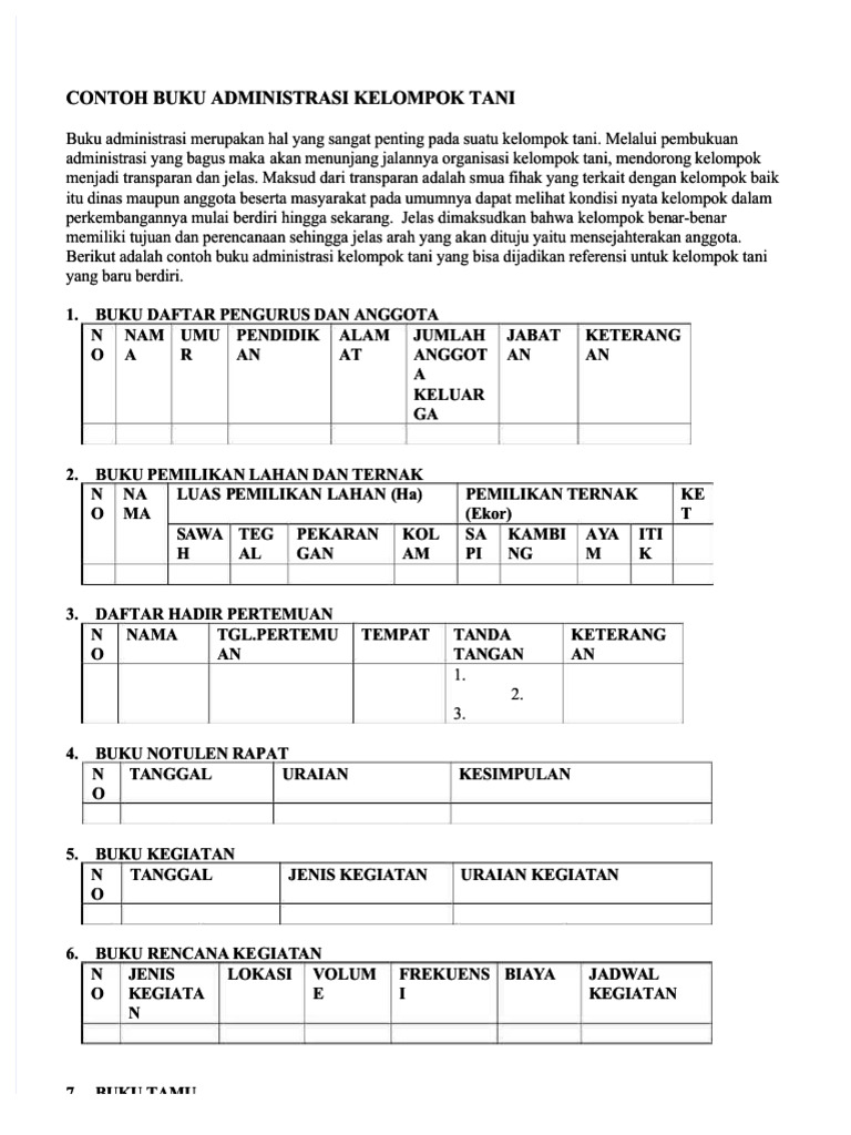 PDF Contoh Buku Administrasi Kelompok Tani - Compress | PDF | Kajian ...