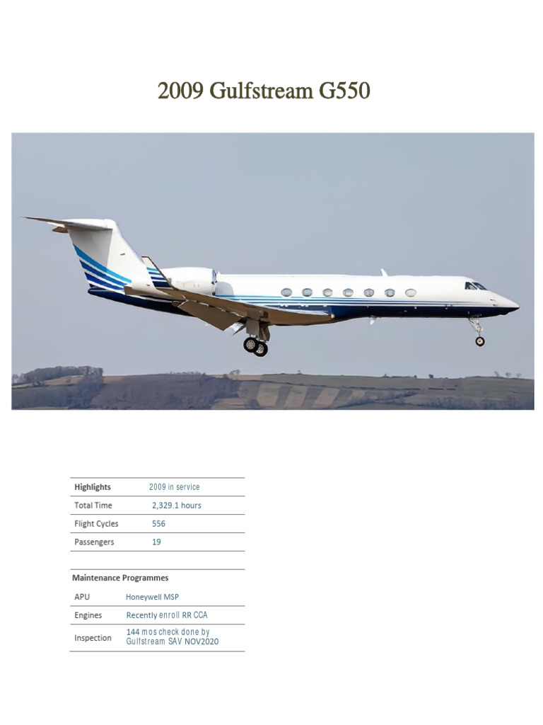 2009 G550 Spec | PDF | Aviation | Aircraft