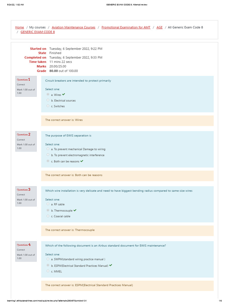 GENERIC EXAM CODE 8 - Attempt Review | PDF | Fires | Aviation