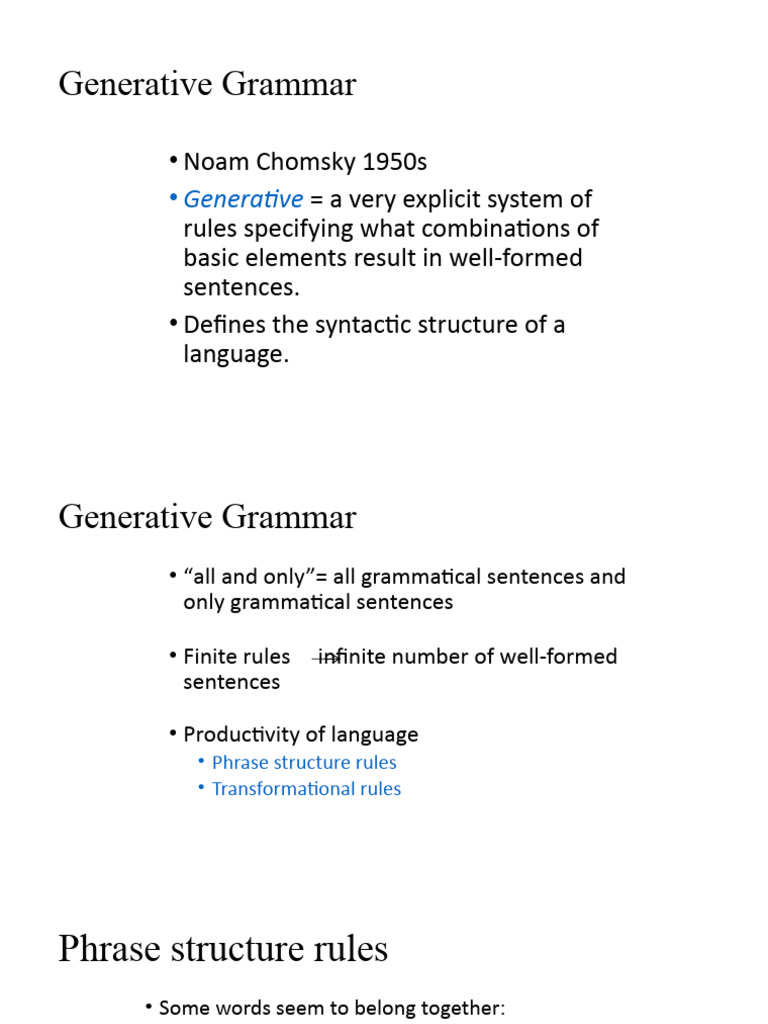 Generative Grammar | PDF | Phrase | Linguistics