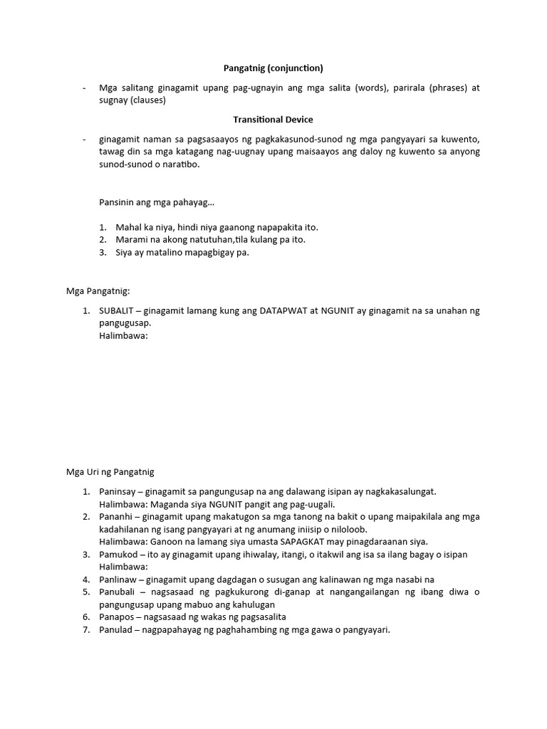 Pangatnig at Transitional Devices | PDF