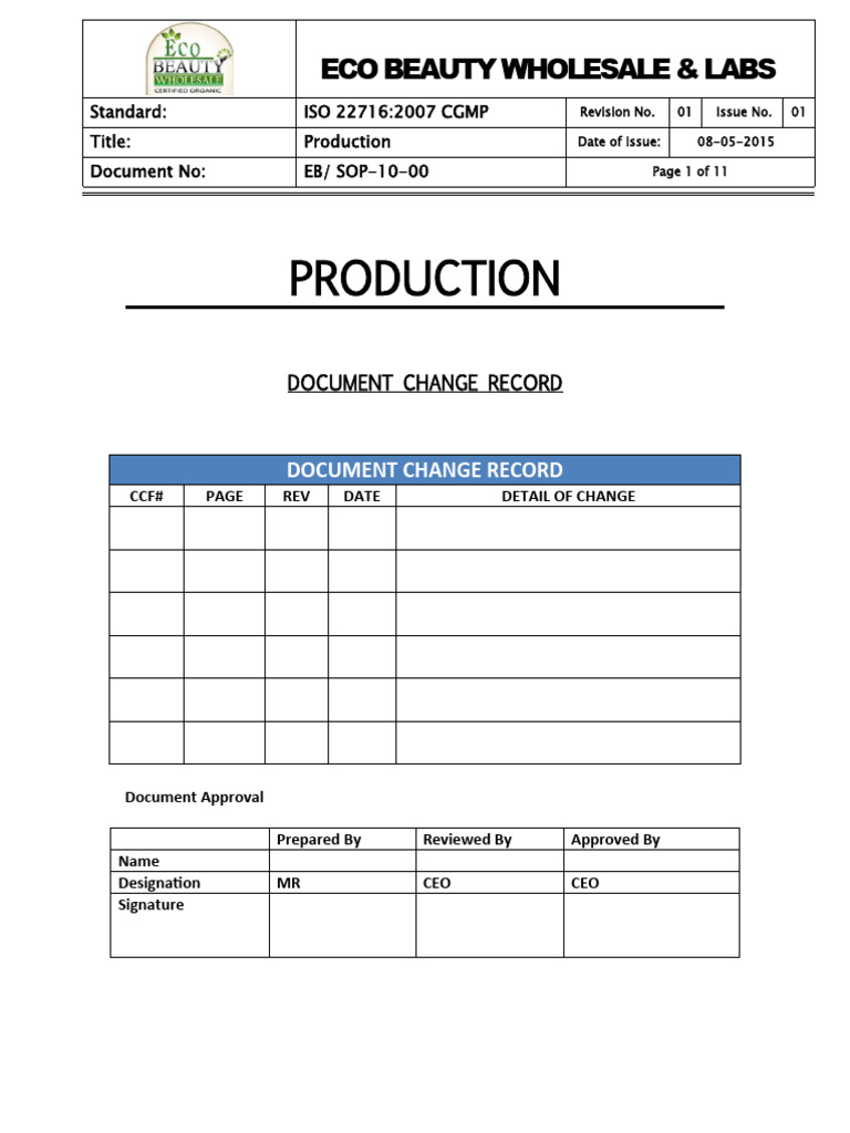 Cosmetic Manufacturing SOP Overview | PDF | Packaging And Labeling ...