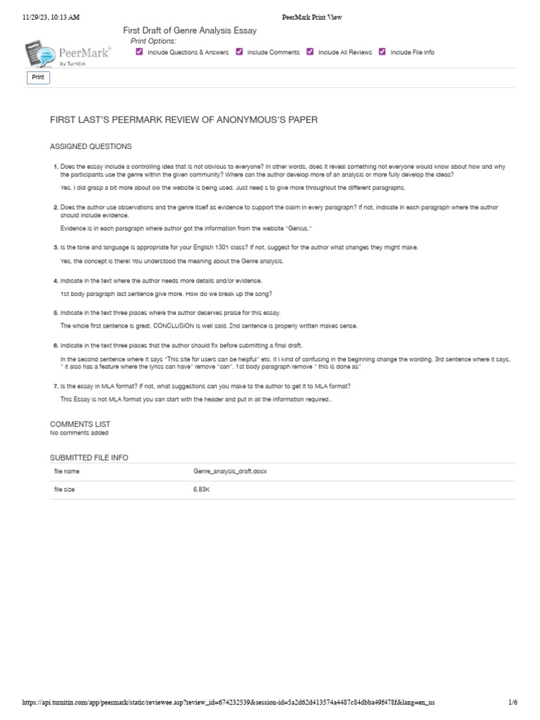 Peermark Genre Analysis | PDF | Essays | Paragraph