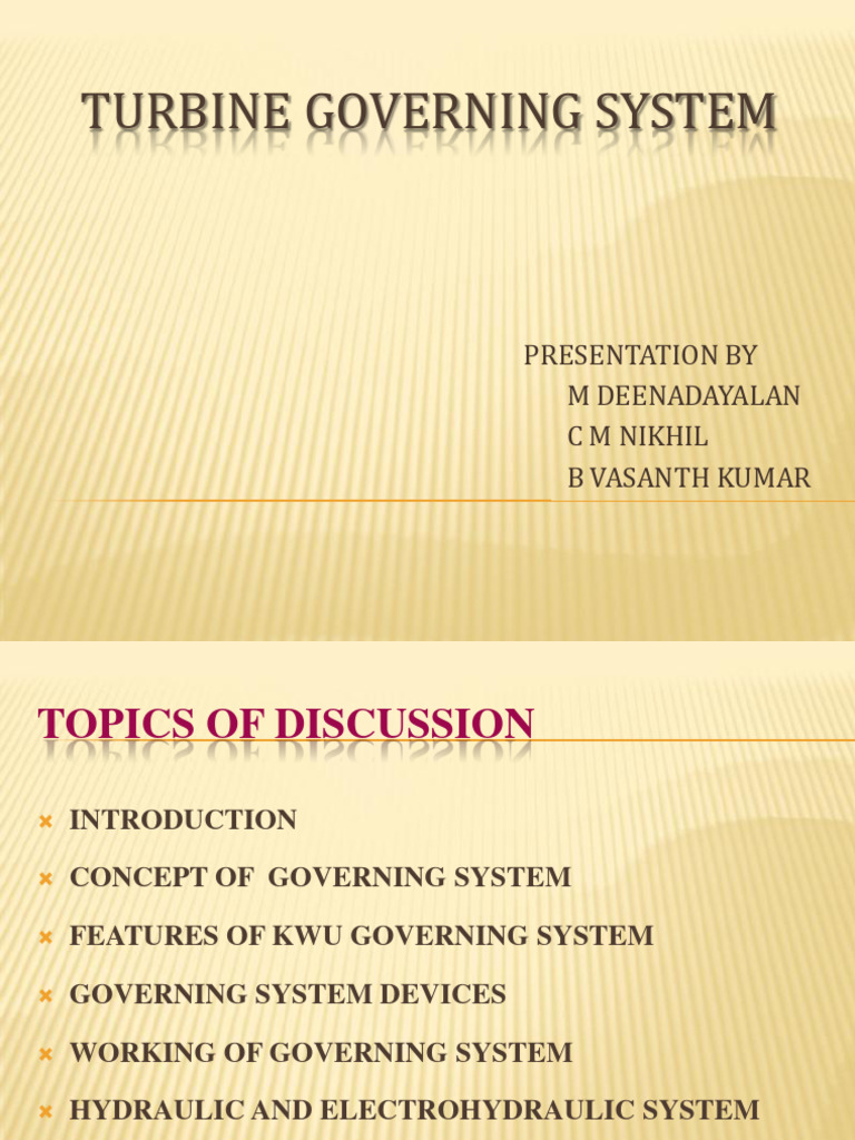 Turbine Governing System Presentation by | PDF | Turbine | Valve