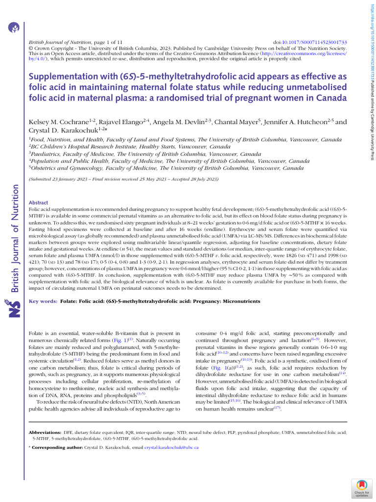 Kelsey M. Cochrane, Rajavel Elango, Angela M. Devlin, Chantal Mayer ...