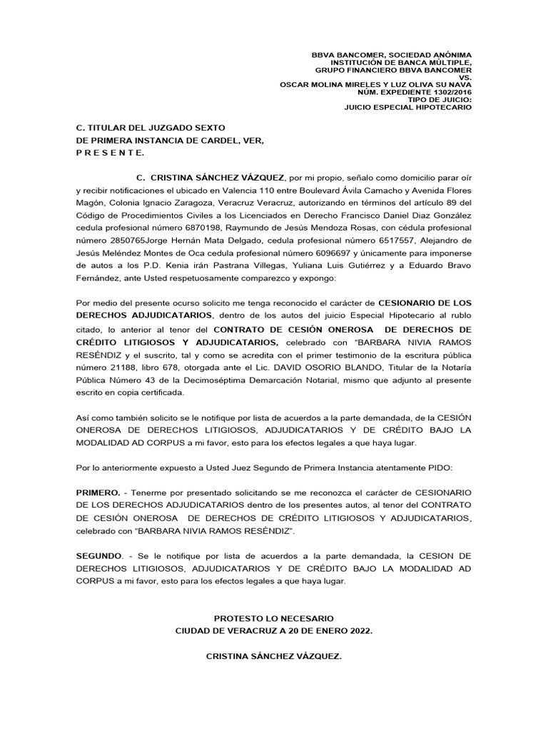 Exp 1302 2016 Cesion | PDF | Justicia | Crimen y violencia