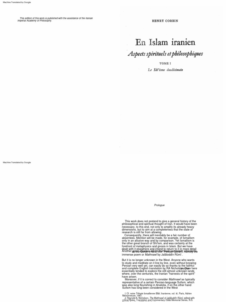 (En Islam Iranien) Henry Corbin - in Iranian Islam, Spiritual and ...
