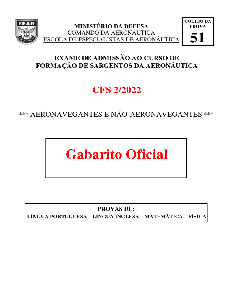 Prova Cfs 2 2022 Cod 51 | PDF
