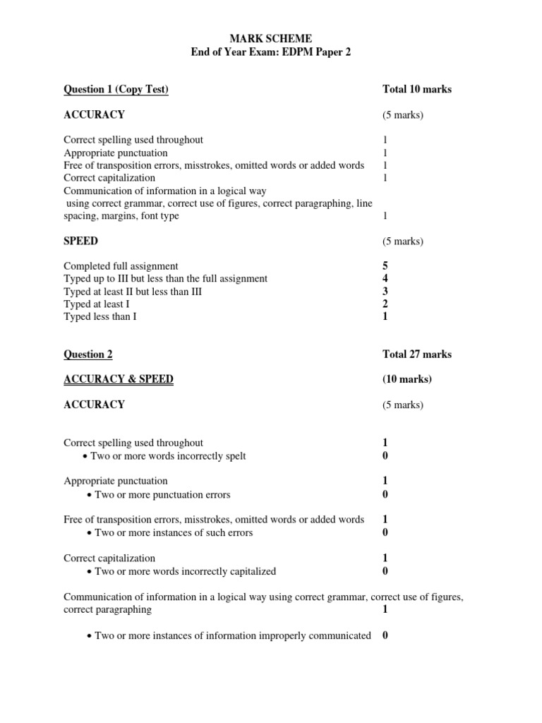 EDPM MARK SCHEME Paper 2 | PDF | Accuracy And Precision | Information