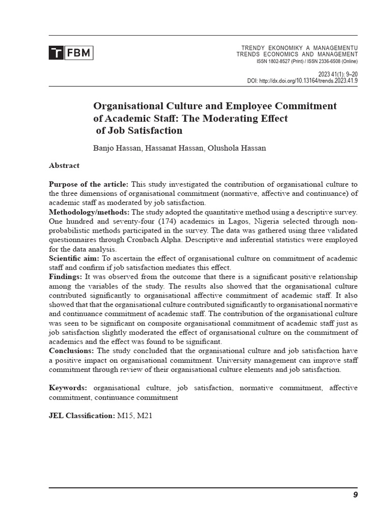 Organisational Culture and Emp | PDF | Survey Methodology | Job ...