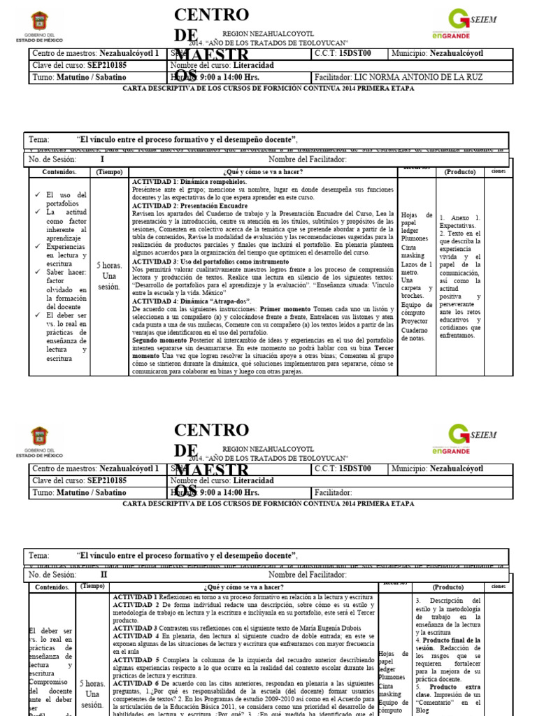 Carta Descriptiva De Un Proyecto Formatos Y Ejemplos Word Para Imprimir/carta Descriptiva De Un ...