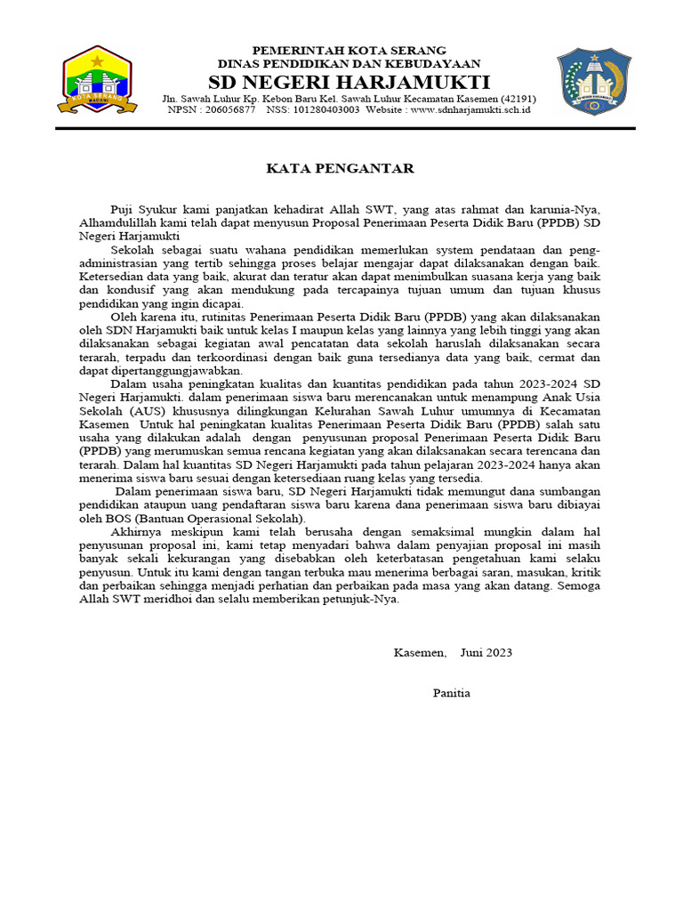 Proposal - SK PPDB 2023-2024 | PDF