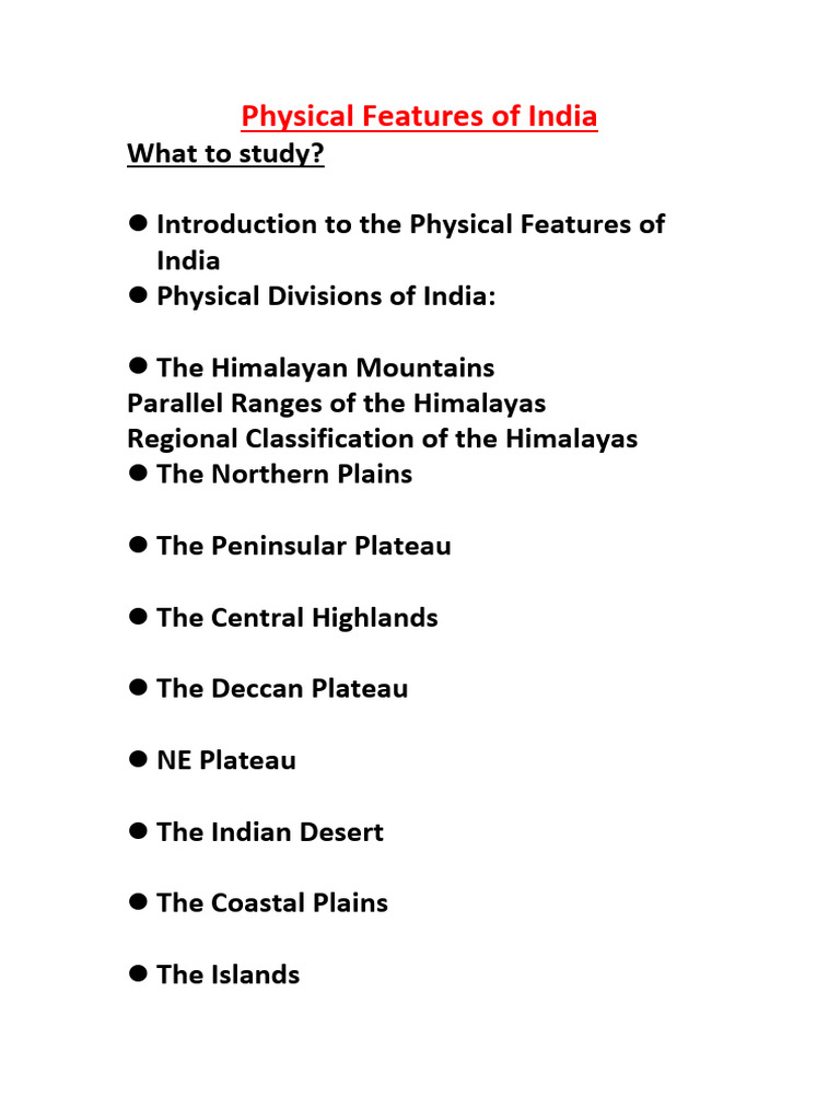 Physical Features of India | PDF | Himalayas | Plateau
