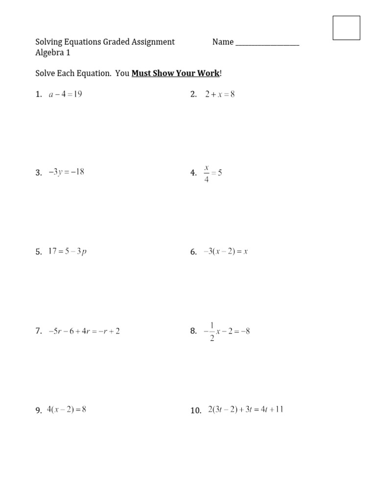 Solving Equations Ga and Review | PDF | Home & Garden | Computers