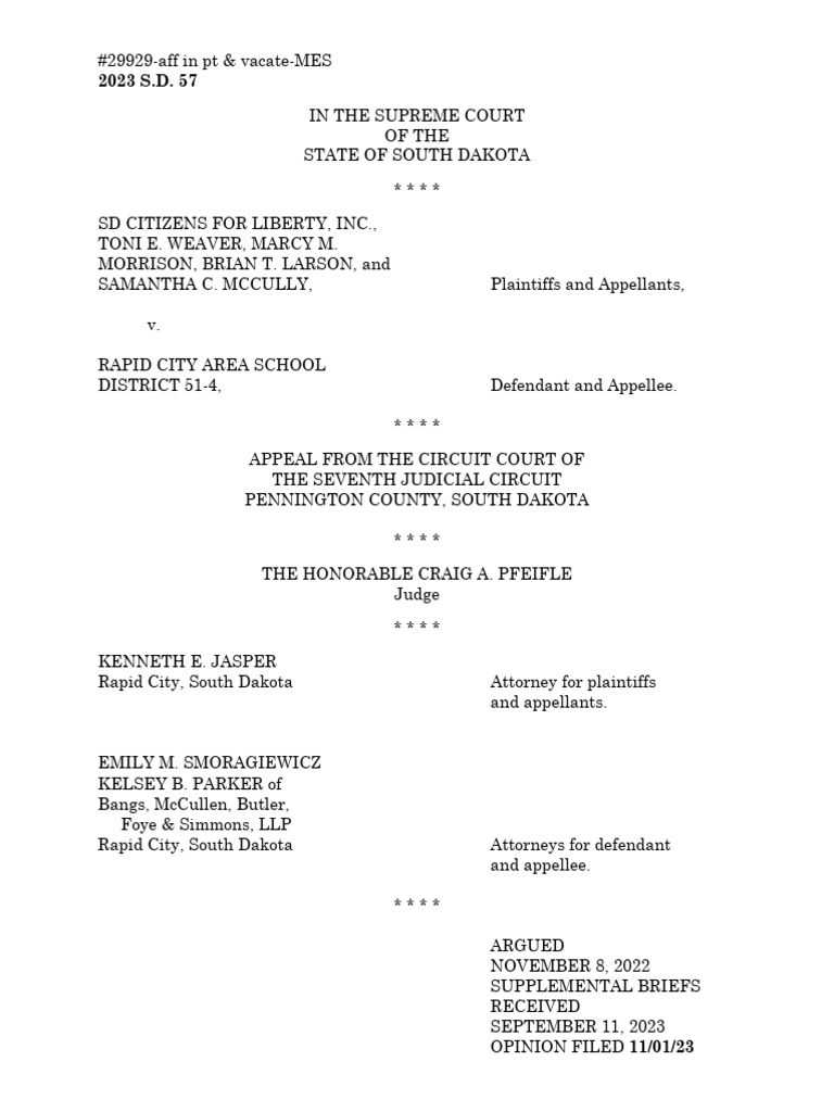 SD Supreme Court Decision On Citizens For Liberty | PDF | Mootness ...