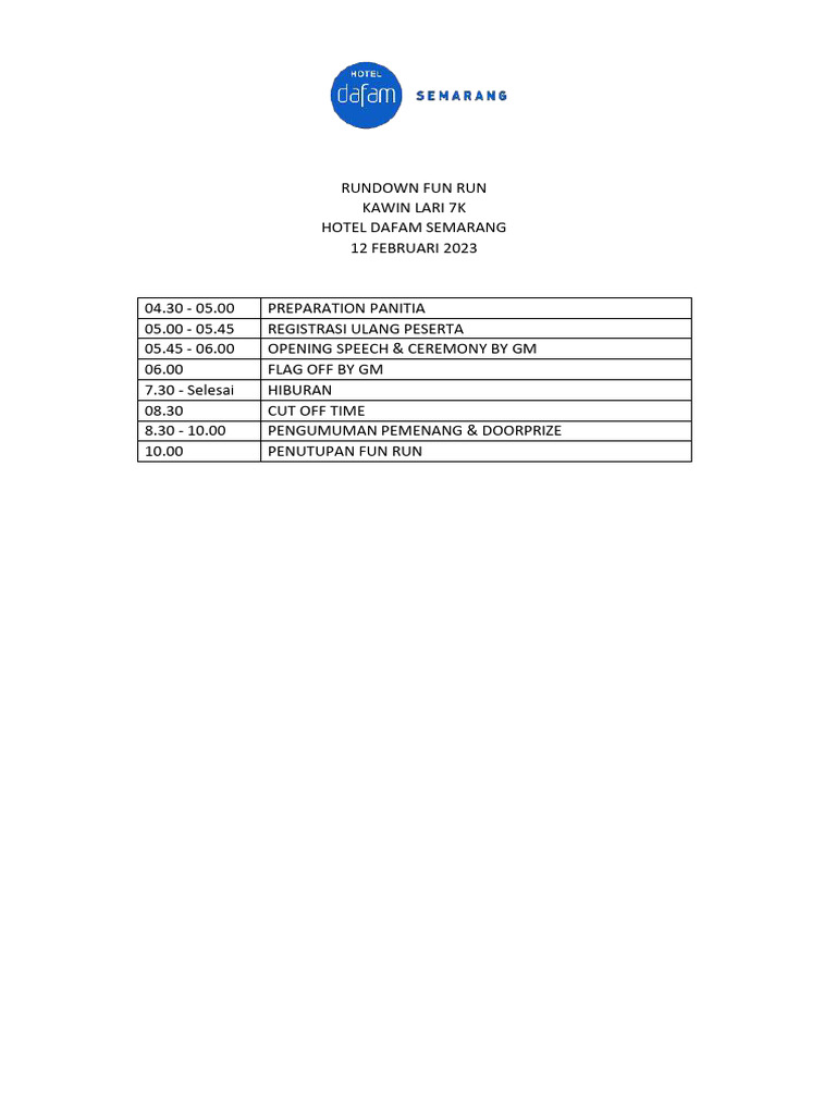 Rundown Fun Run Kawin Lari Hds 2023 | PDF