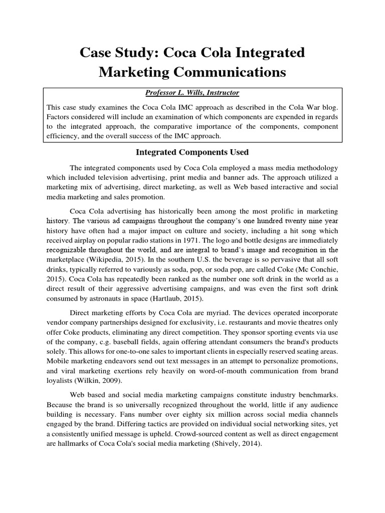 Integrated Marketing Communication Case Study | PDF | Marketing Communications | Coca Cola