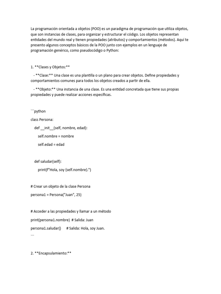 La Programación Orientada A Objetos | PDF | Objeto (informática) | Herencia (Programación ...