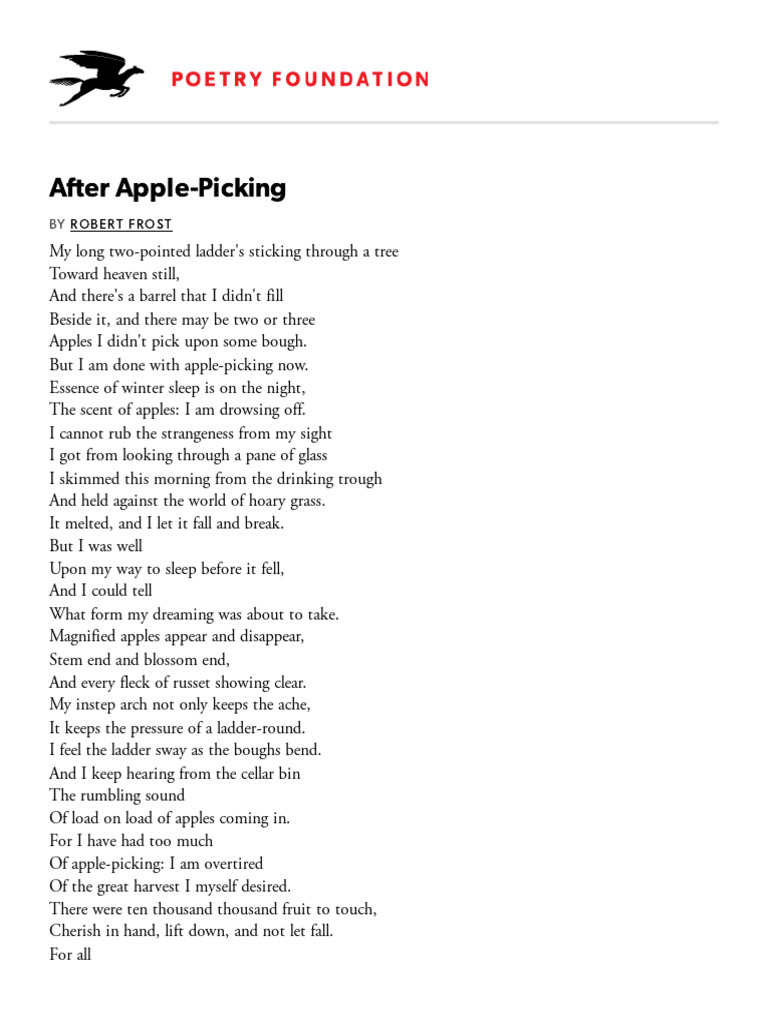 After Apple-Picking by Robert Frost - Poetry Foundation | PDF