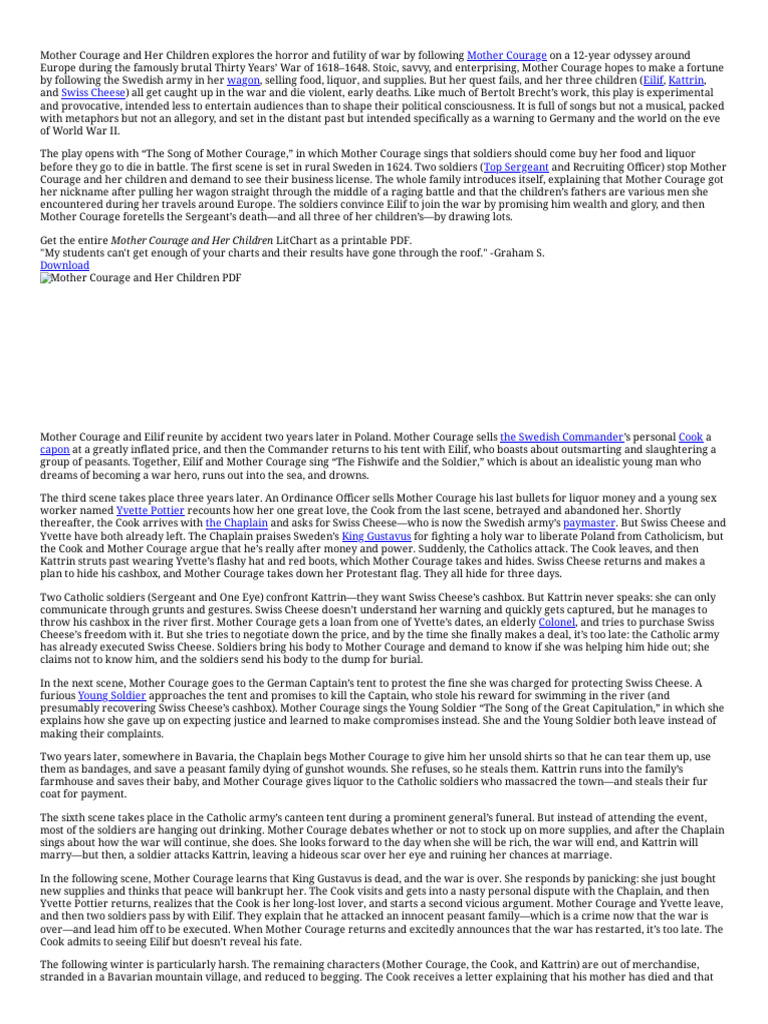Mother Courage Litchart | PDF