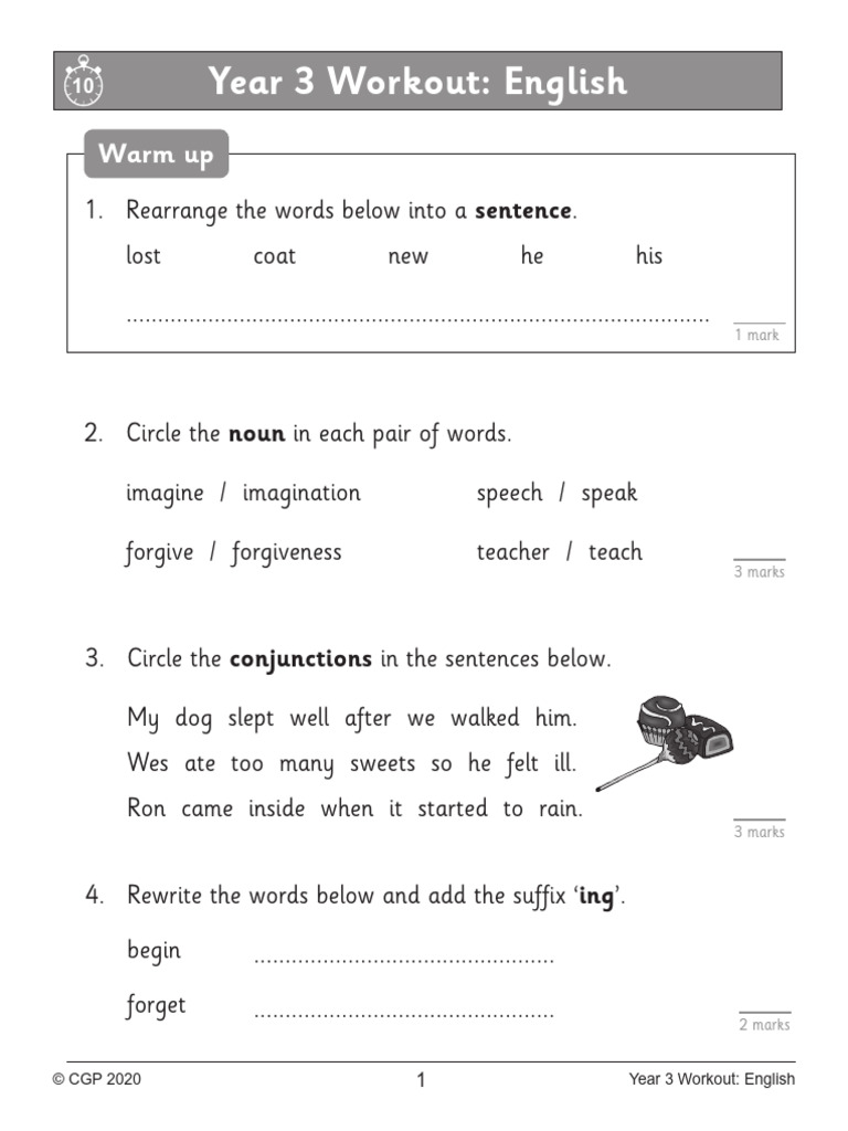 CGP Year 3 English Workout | PDF | English Language | Linguistic Typology