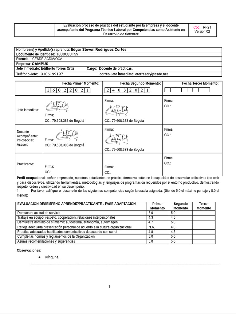Formato de Evaluación Asistente en Desarrollo de Sofware - Edgar Steven ...