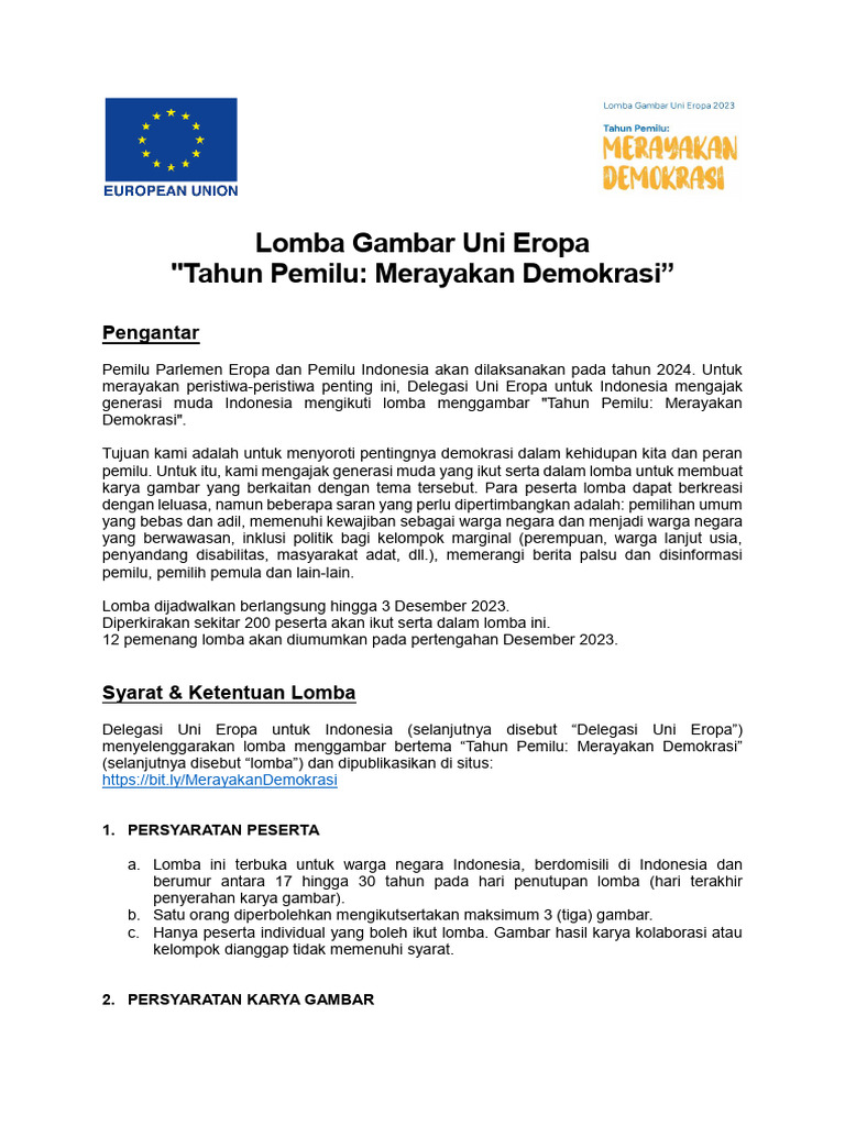 EU Drawing Contest 2023 Terms & Conditions ID | PDF