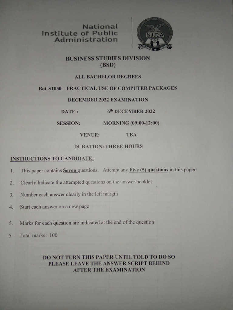 Bocs 1050 Computer Packages Dec22 | PDF