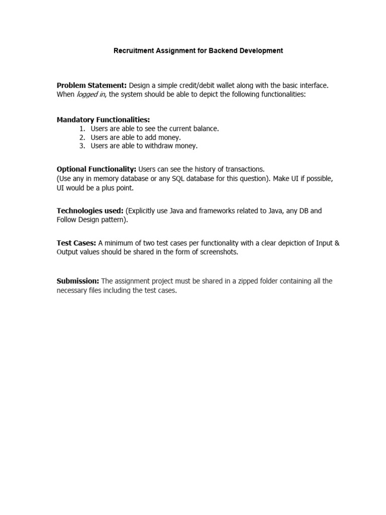 Recruitment Assignment For Backend Development | PDF