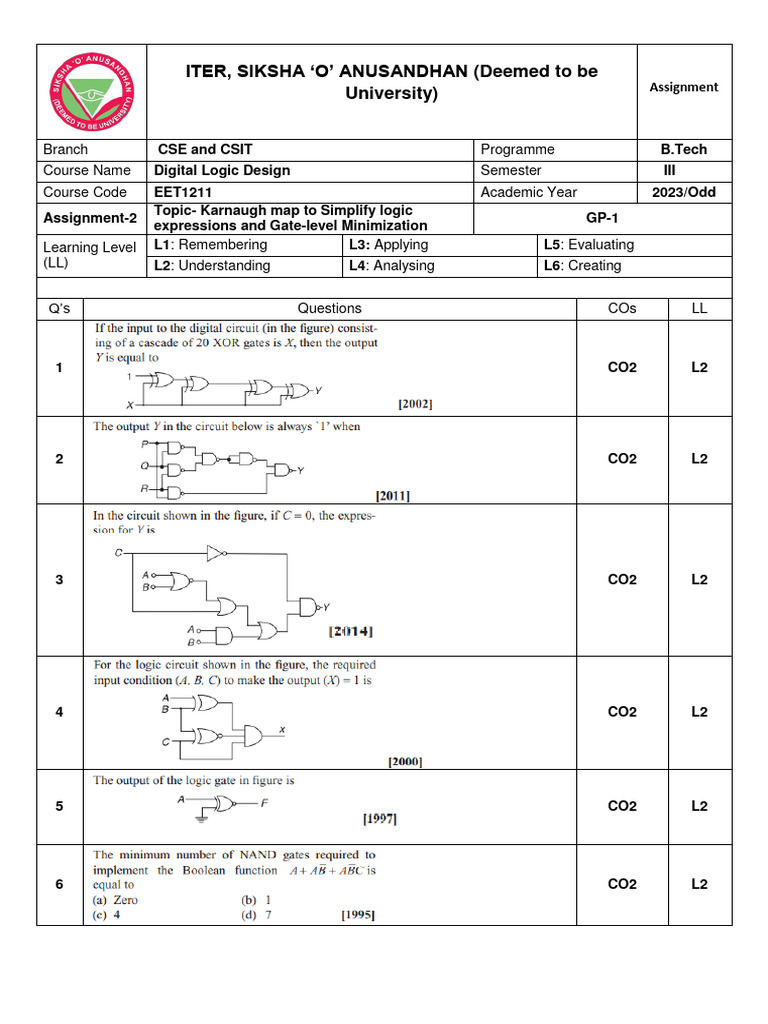 DLD Assignment 2 | PDF | Logic Gate | Digital Electronics